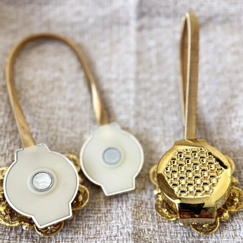 Accents | Curtain Magnetic Tie Backs 2 Pc Gold Tone Acrylic Crystal ...